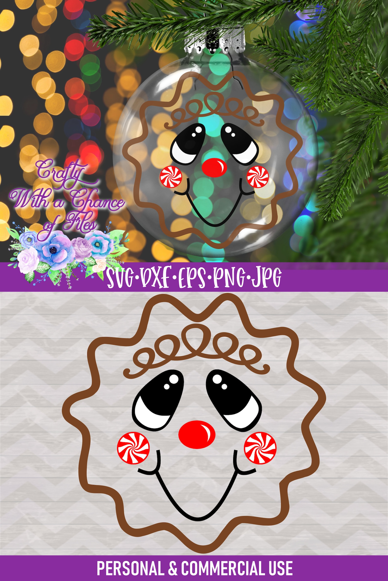 Gingerbread Man Face SVG - Christmas Decor Design - Etsy
