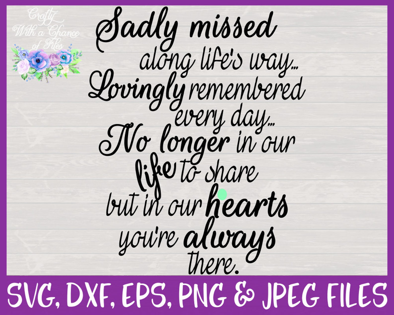 RIP Memorial SVG Sadly Missed SVG - Etsy