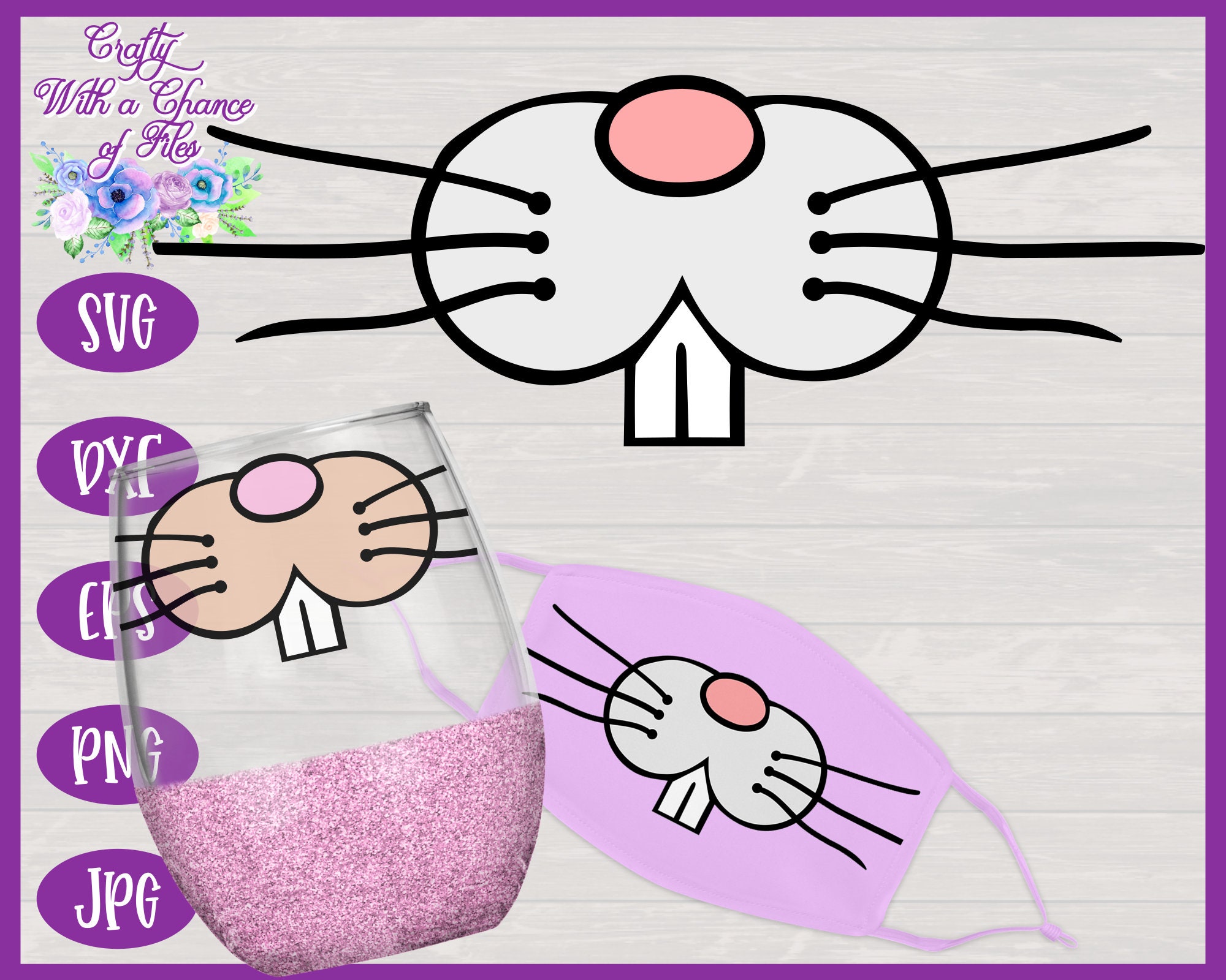 Easter SVG Bunny Nose SVG Bunny Cheeks & Whiskers SVG - Etsy