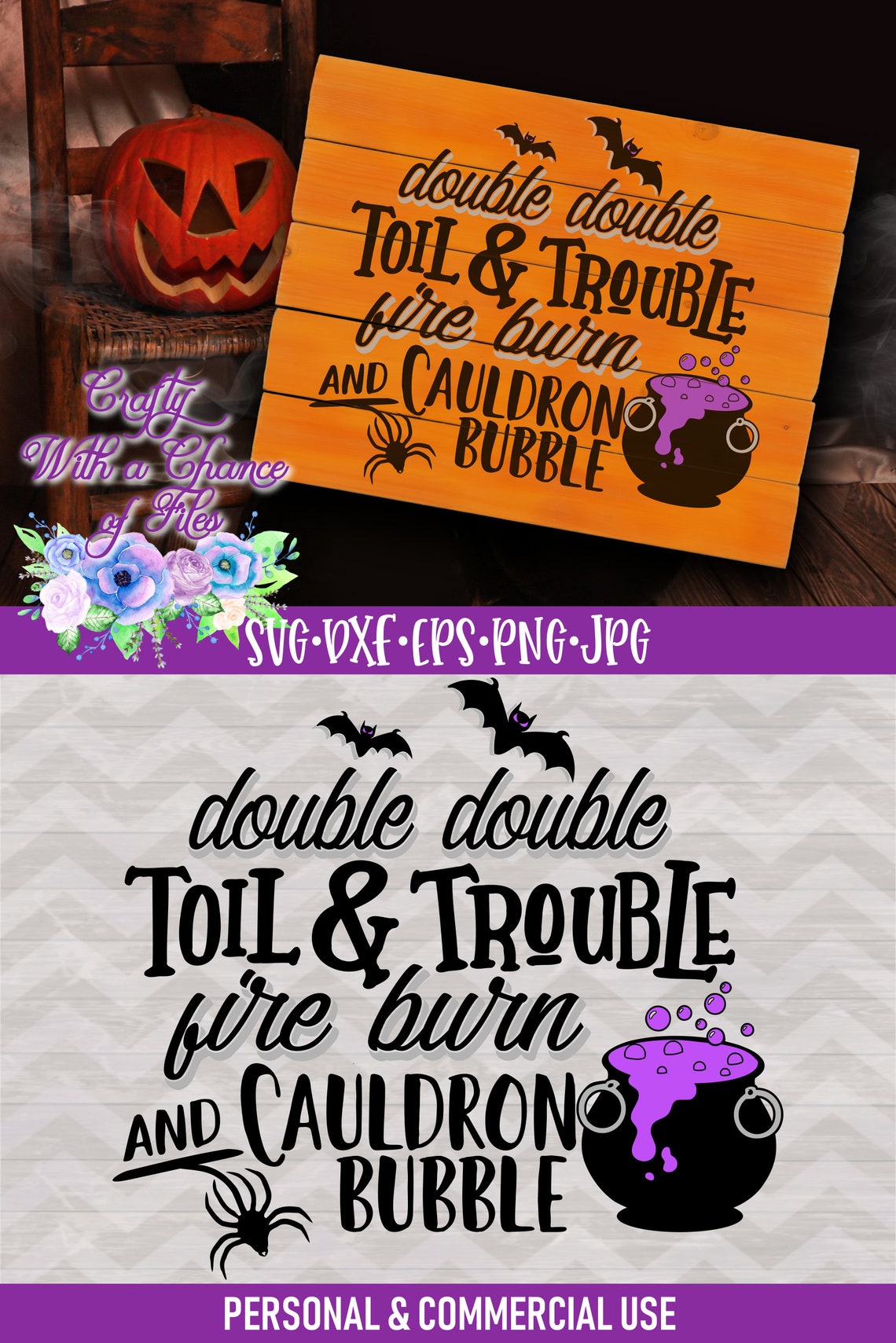 Double Double Toil & Trouble SVG Halloween Witch Sign Design - Etsy