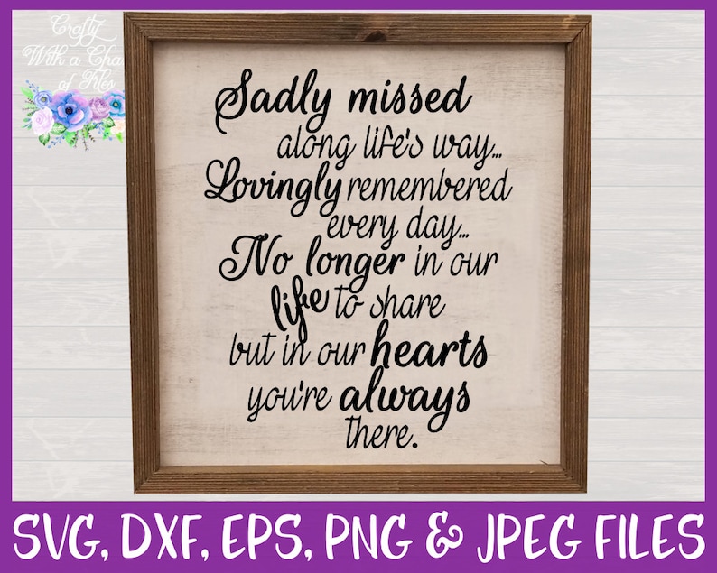 RIP Memorial SVG Sadly Missed SVG - Etsy Canada