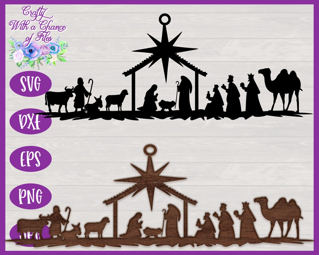 SVG de Noël Crèche SVG Ornement SVG Conception de la nativité de Noël ...