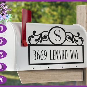 Mailbox Decal SVG, Address Monogram SVG, Mailbox Flourish Monogram SVG ...