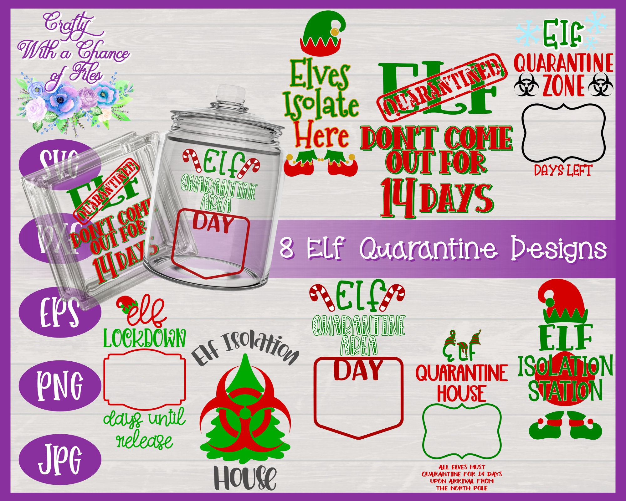 Christmas Elf Lockdown SVG Christmas Elves Quarantine Jar Design Elf ...