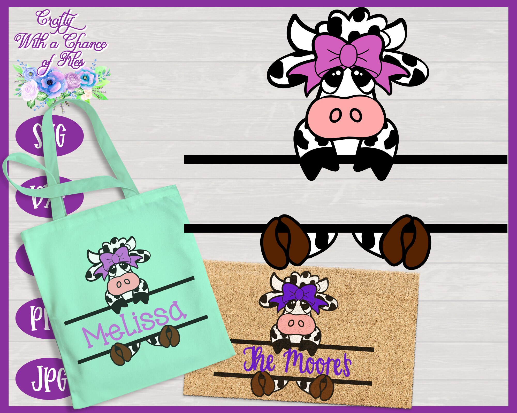 Split Cow Monogram SVG. Easter Monogram SVG Farm Animal SVG | Etsy