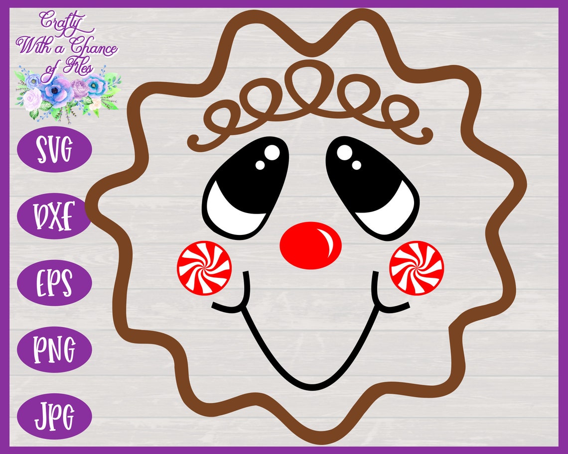 Gingerbread Man Face SVG - Christmas Decor Design - Etsy