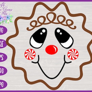 Gingerbread Man Face SVG - Christmas Decor Design - Etsy
