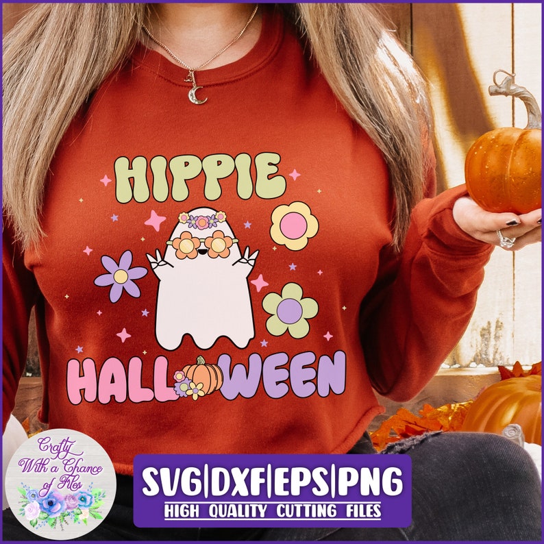 Hippie Halloween Ghost SVG | Retro Shirt Design (digital Download) - Etsy