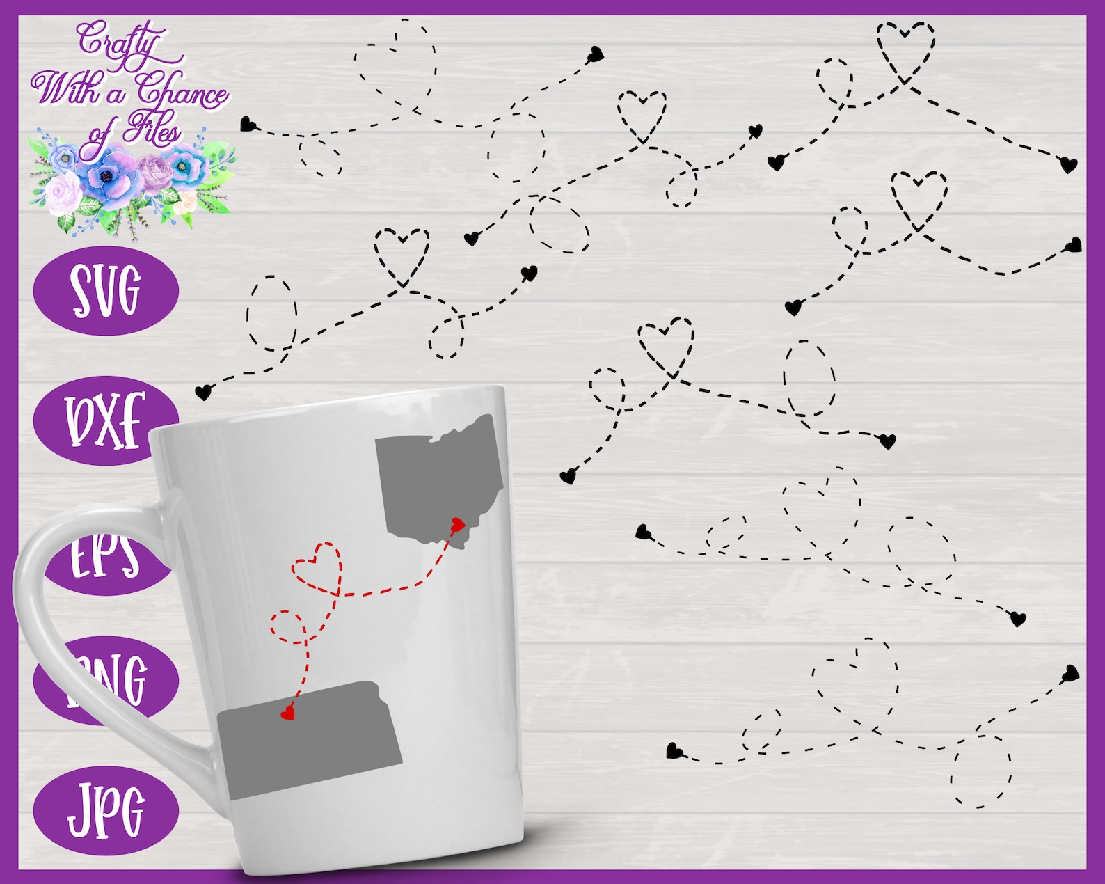 Heart Dashed Line SVG Heart Dotted Line SVG Hometown SVG - Etsy