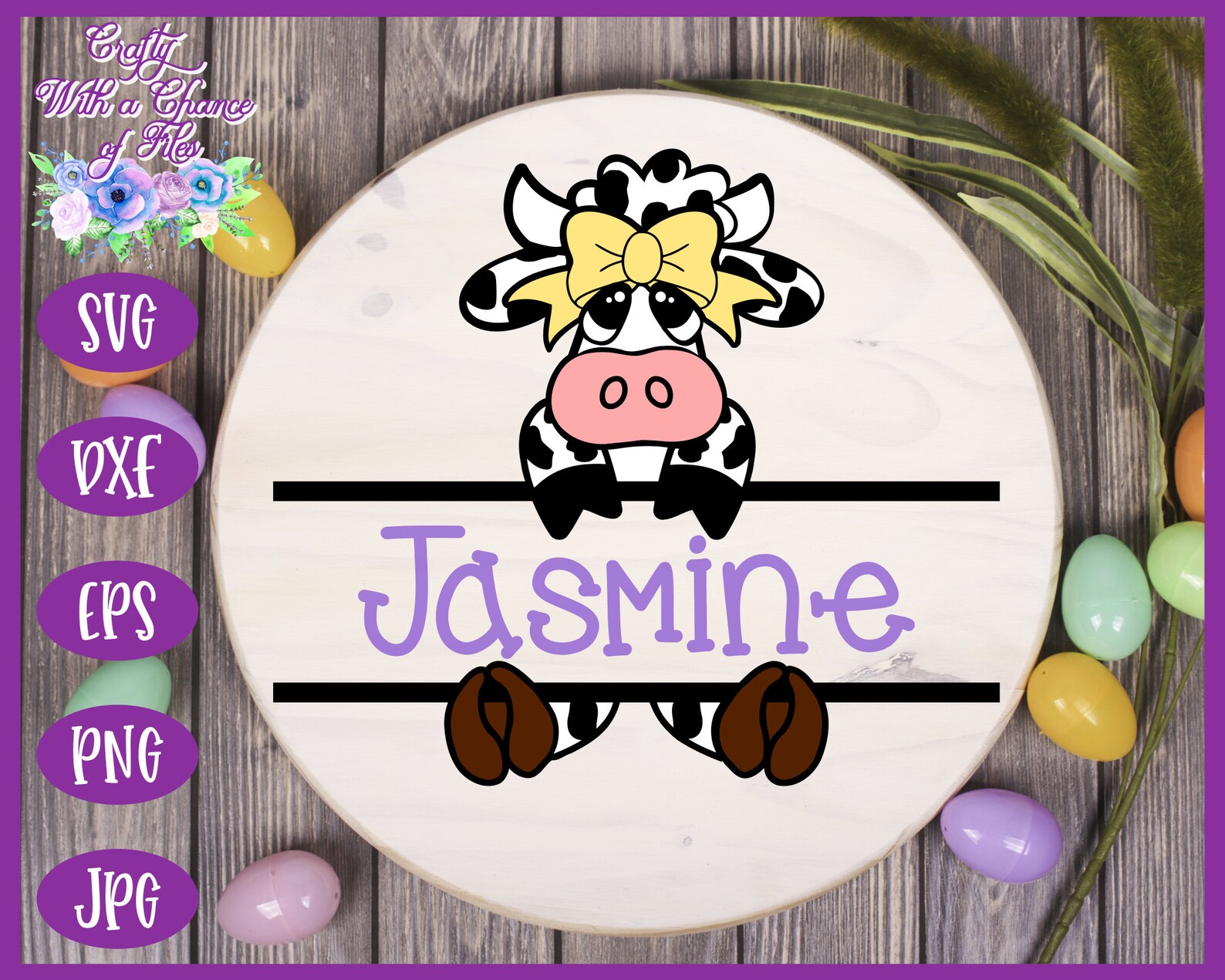 Split Cow Monogram SVG. Easter Monogram SVG Farm Animal SVG - Etsy
