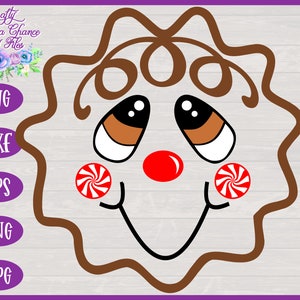 Gingerbread Man Face SVG - Christmas Decor Design - Etsy
