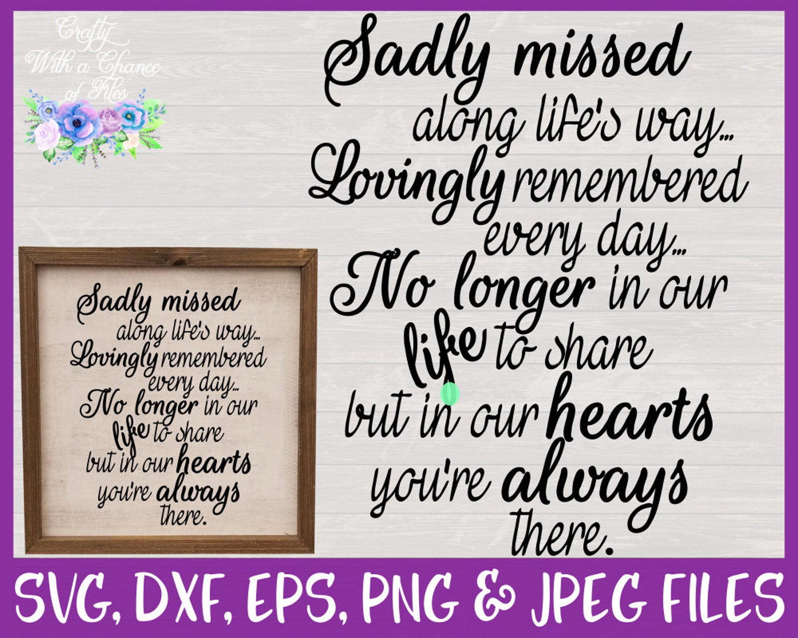 RIP Memorial SVG Sadly Missed SVG - Etsy
