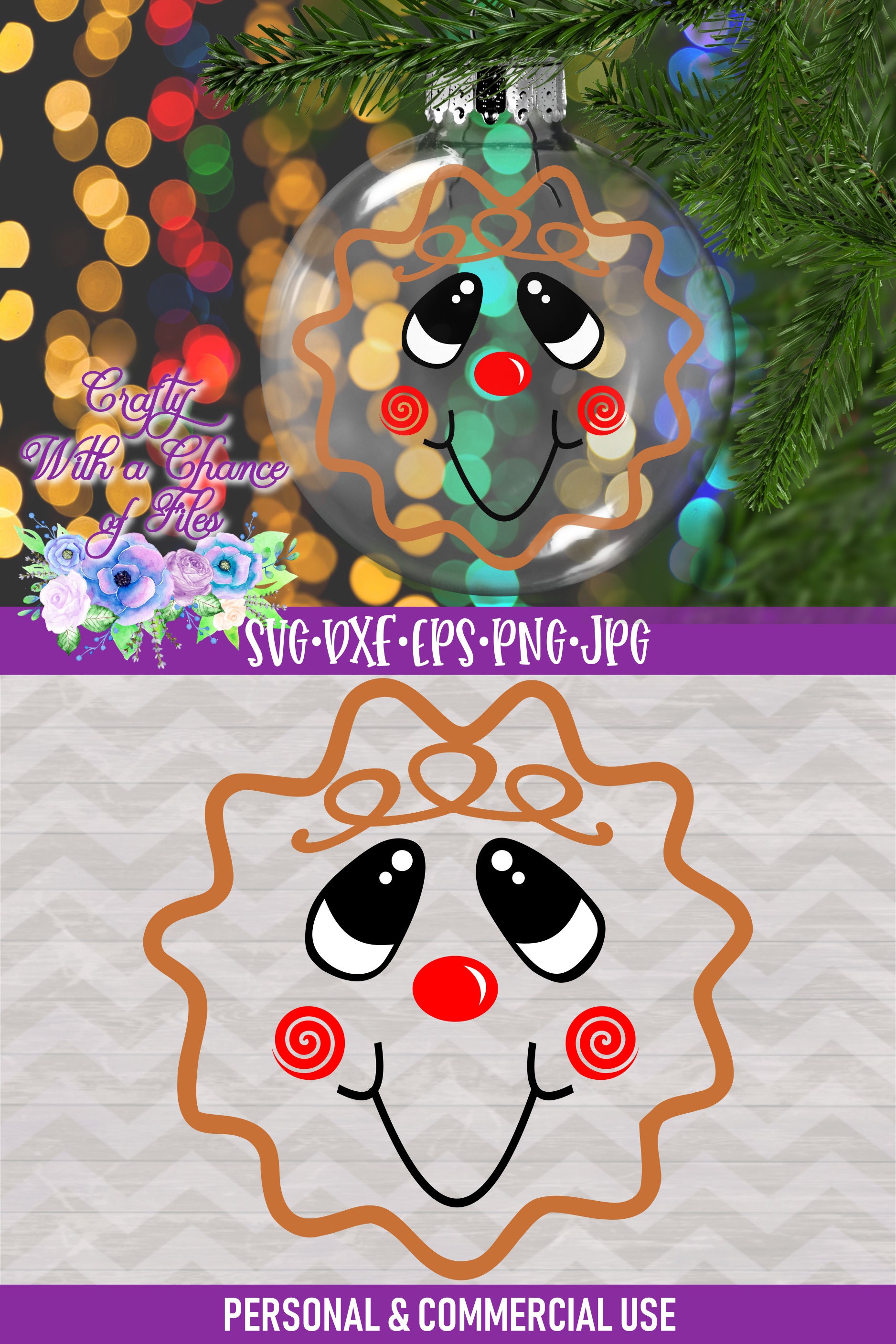 Gingerbread Man Face SVG Christmas Decor Design - Etsy