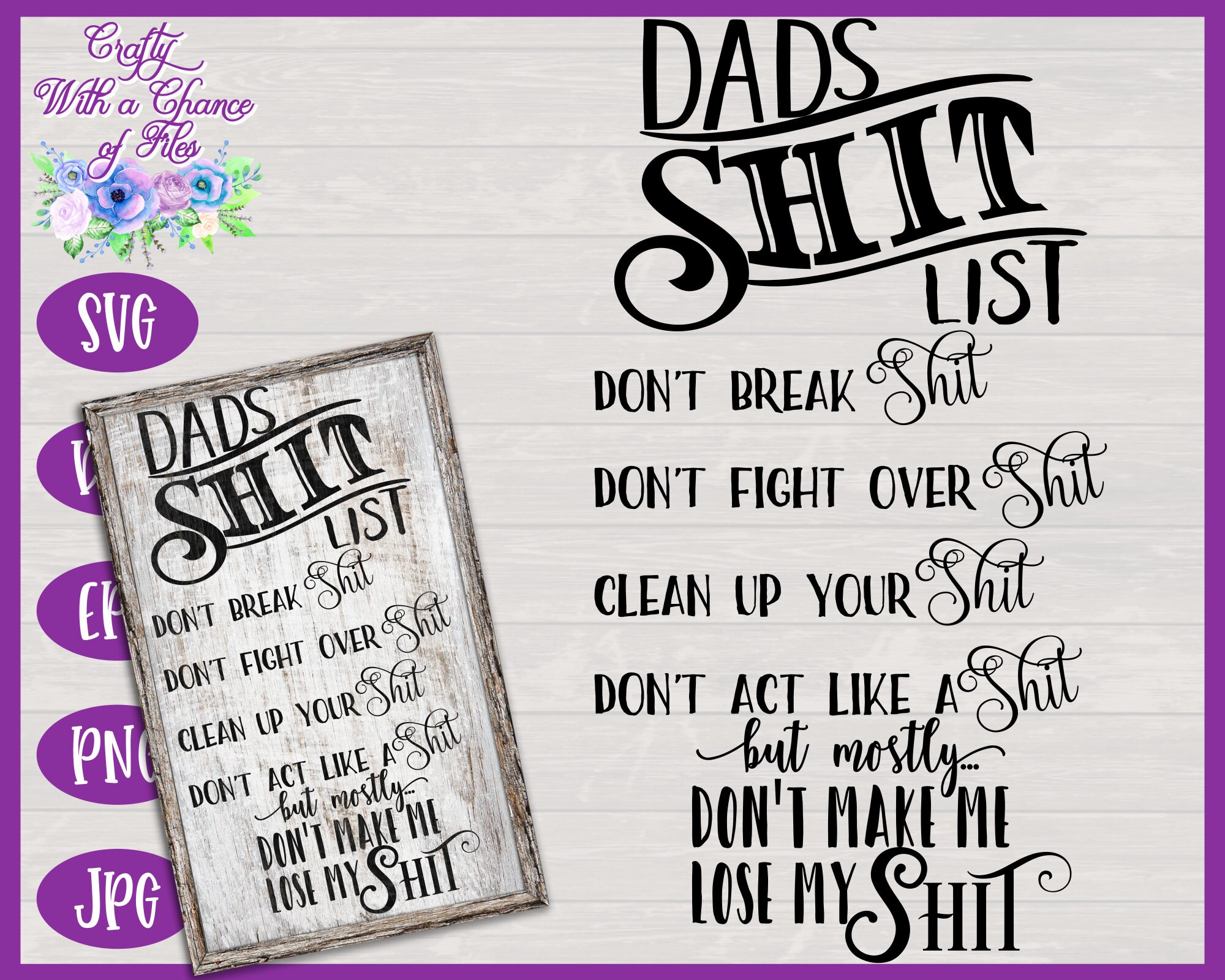 Dads Shit List SVG Fathers Day SVG Funny Dad SVG Funny Gift | Etsy