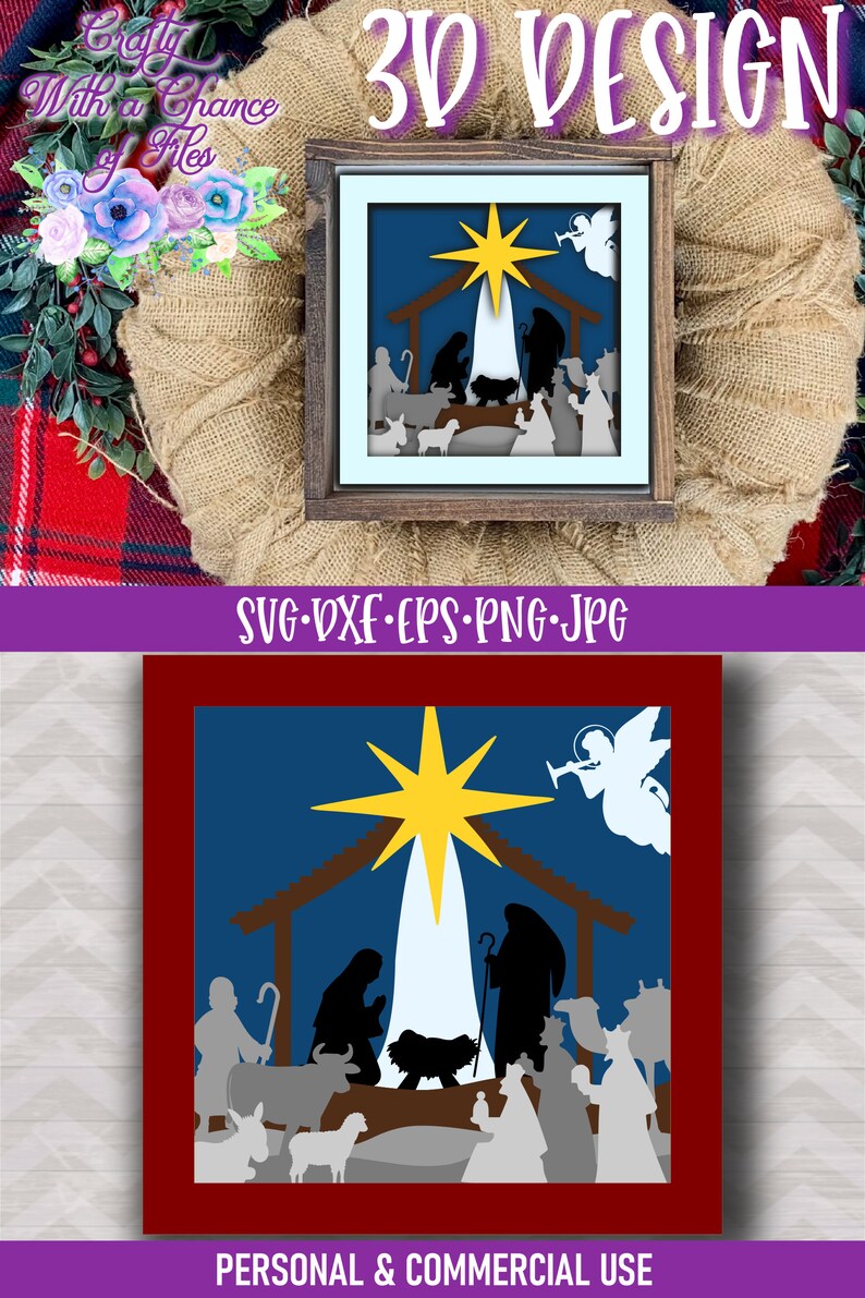 3D Nativity Scene SVG 3D Layered Christmas SVG Nativity SVG - Etsy