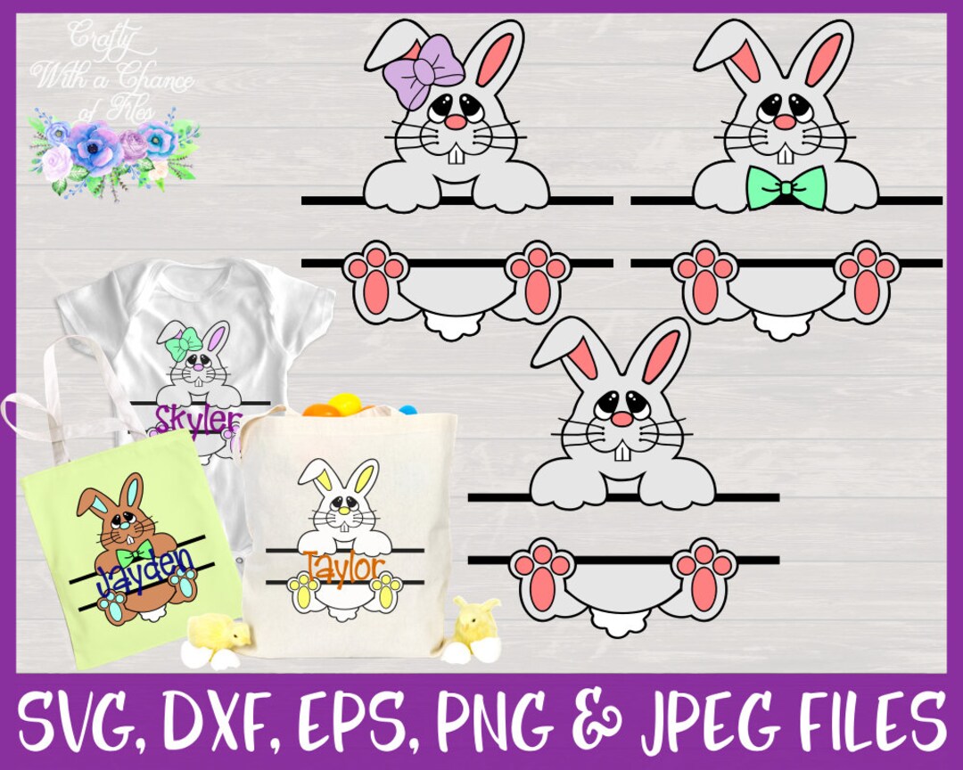 Easter SVG Split Bunny Monogram SVG Easter Basket Name - Etsy