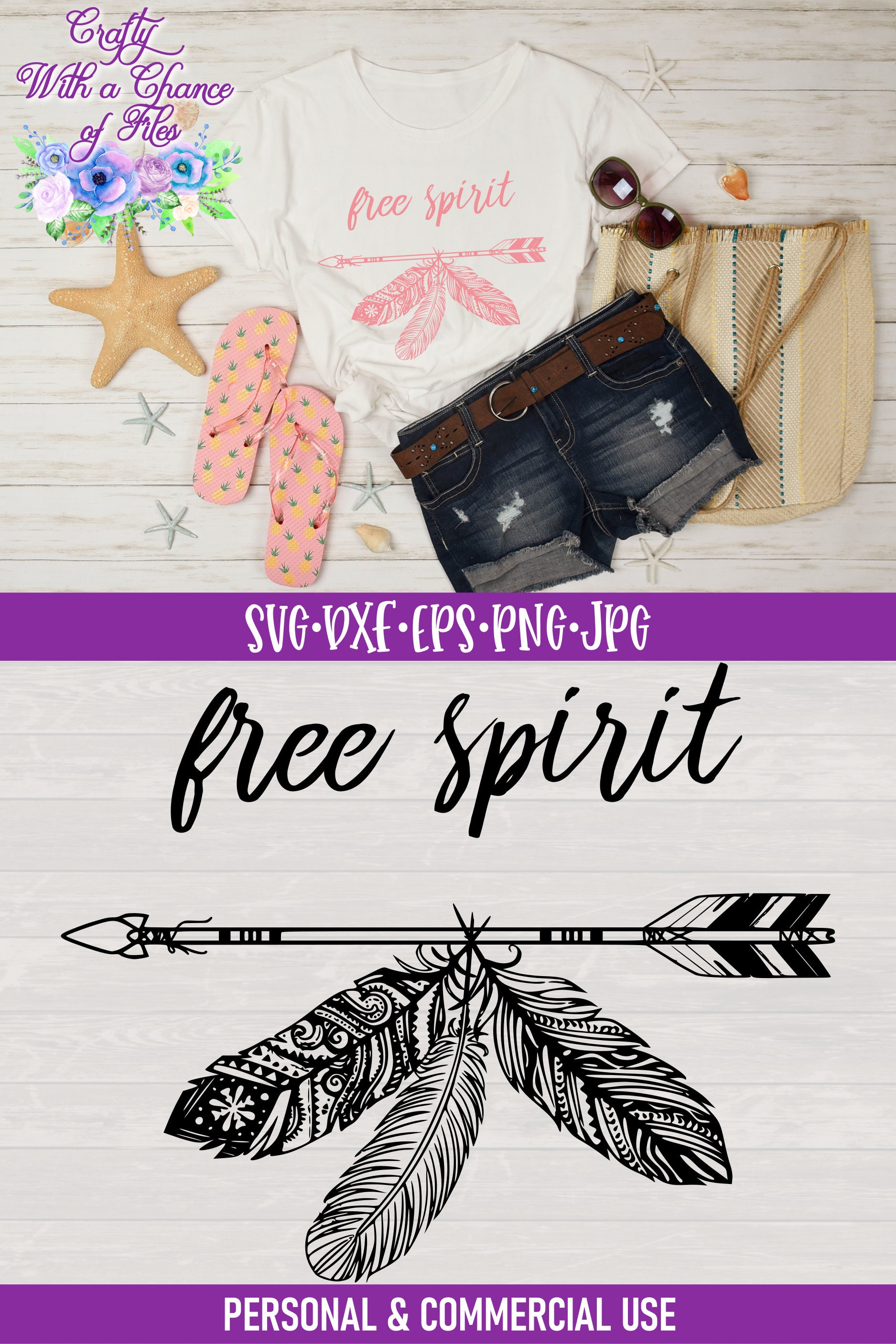 Free Spirit SVG Nursery Sign SVG Tribal Arrow Feather SVG | Etsy