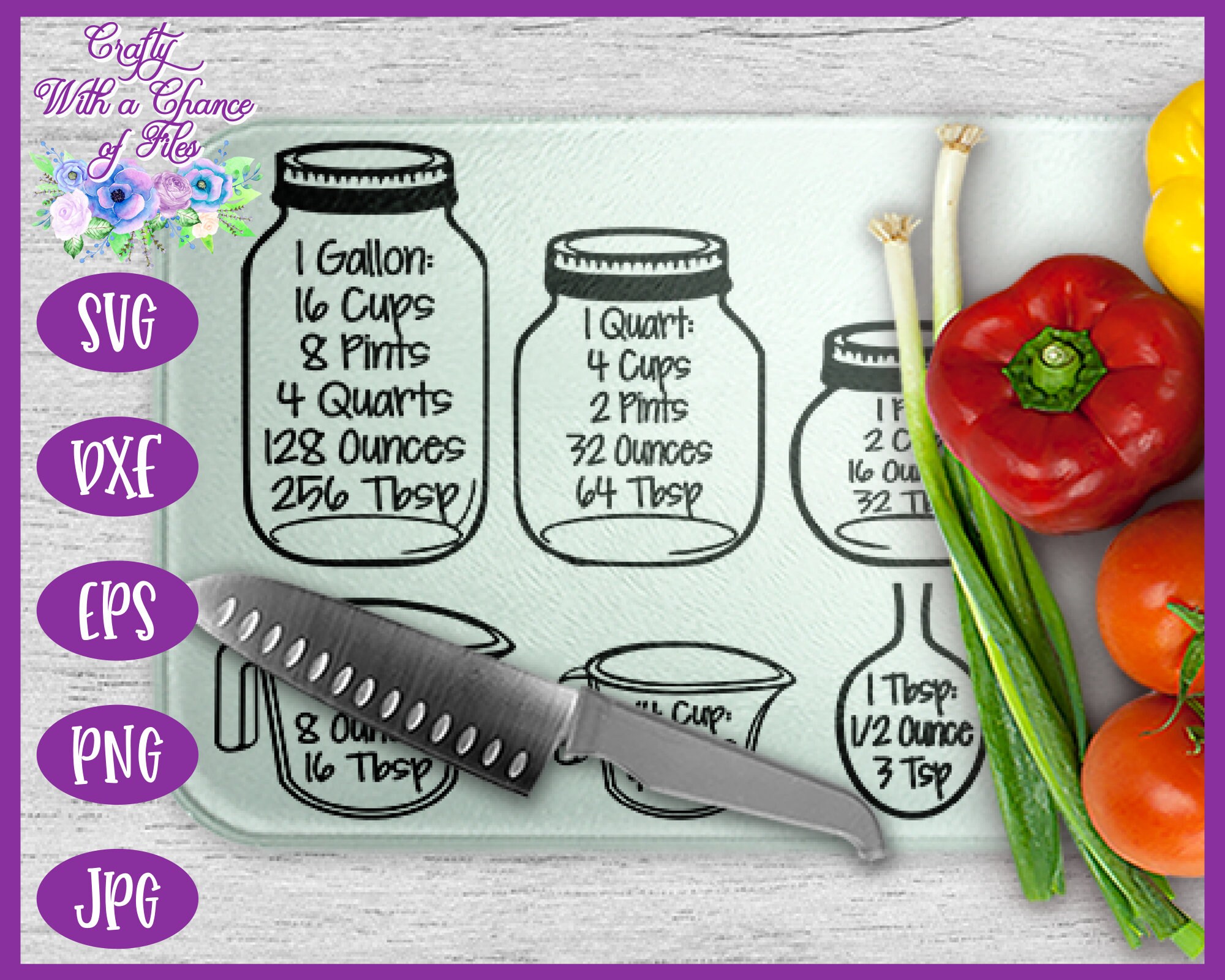 Kitchen Conversion Chart SVG, Baking Measurements, Recipe Cheat Sheet ...