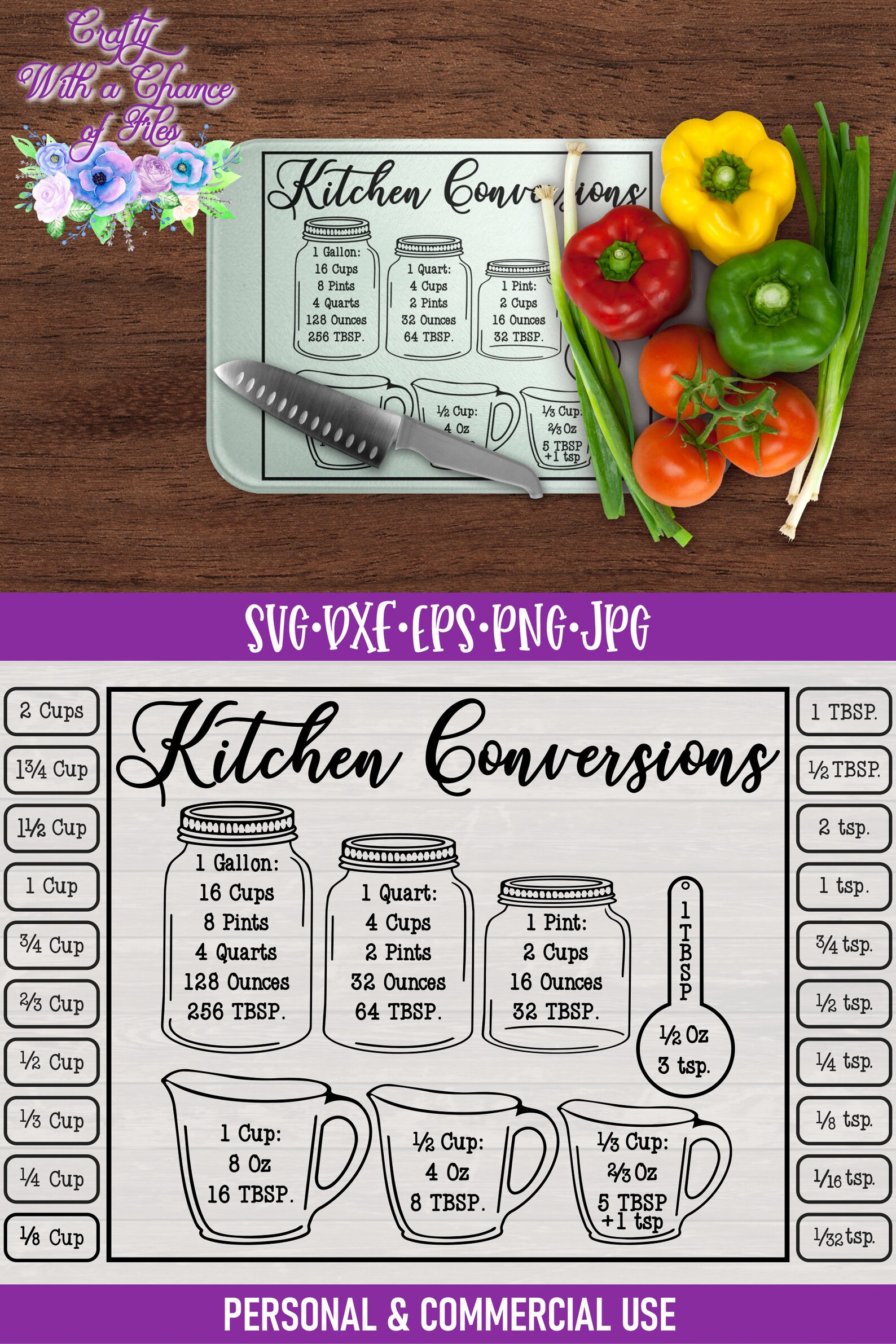 Kitchen Conversion Chart SVG Baking Measurements SVG Recipe - Etsy