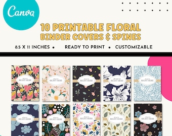 10 BOHO Printable Covers With Spines Editable With Canva for School ...