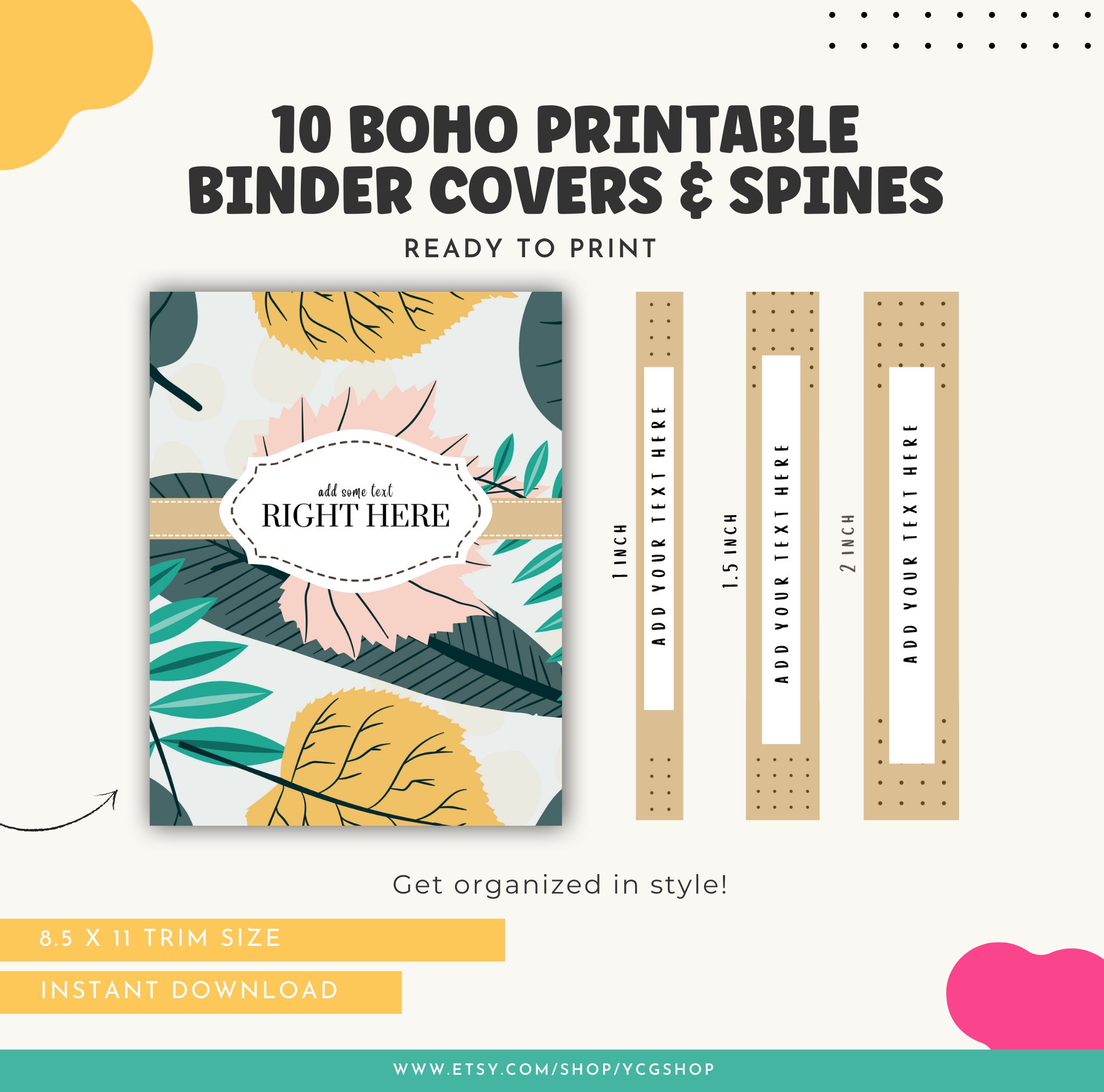10 Tropical Editable Printable Binder Covers & Spines 8.5 X 11 Inches ...