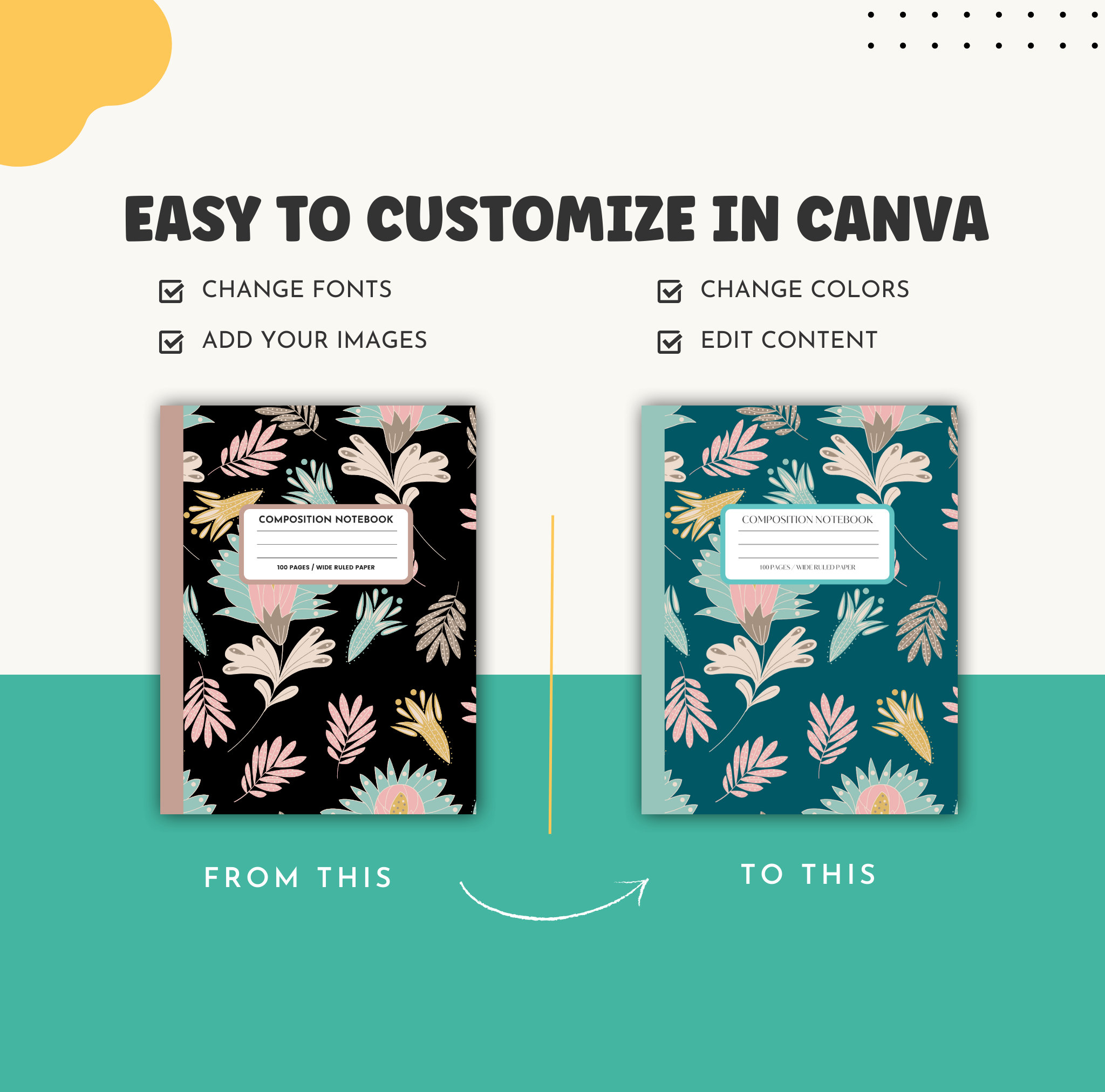 15 KDP Composition Notebook Covers 8.5 X 11 Inches Canva KDP Templates ...