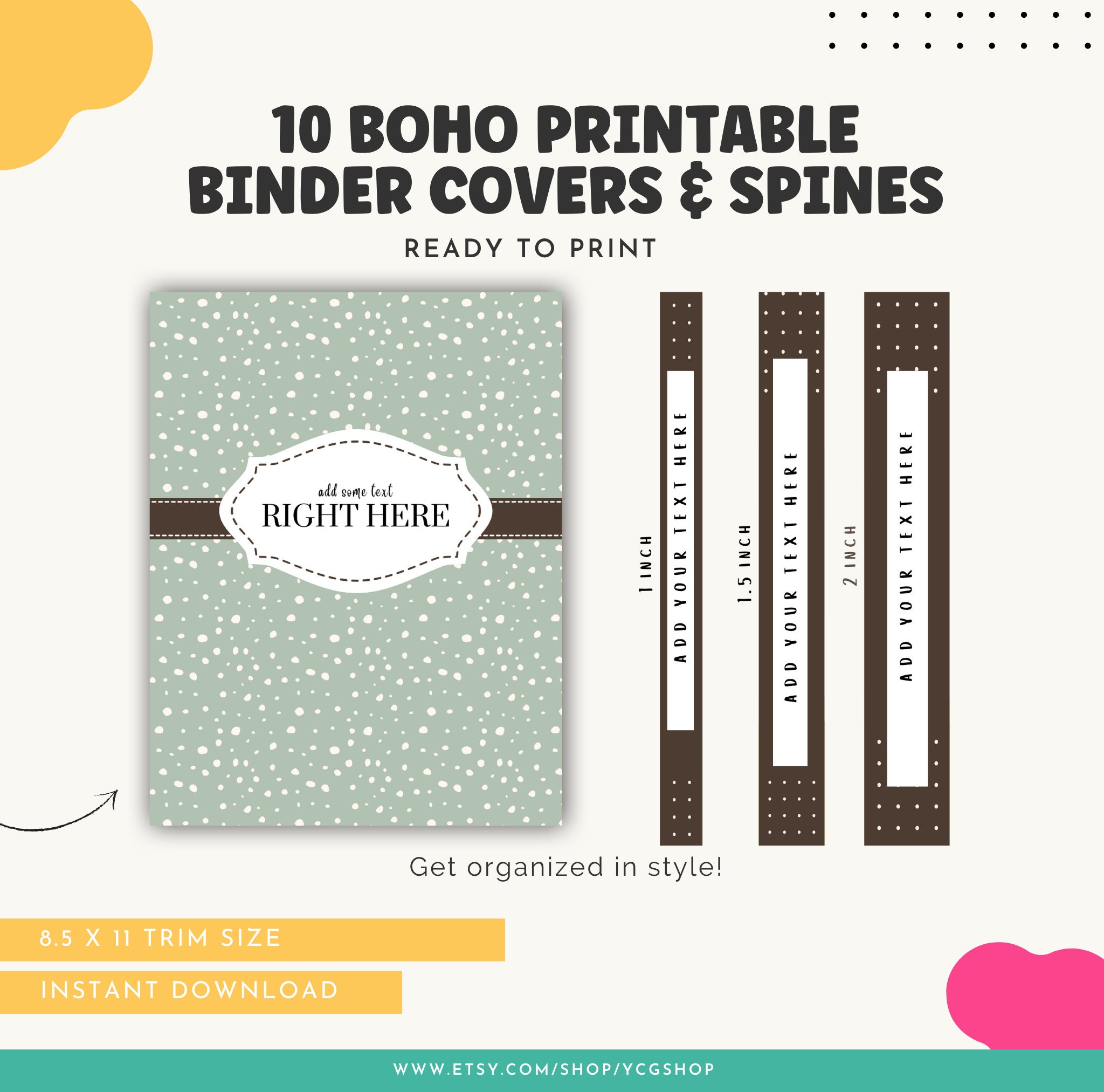 10 BOHO Printable Covers With Spines Editable With Canva for School ...