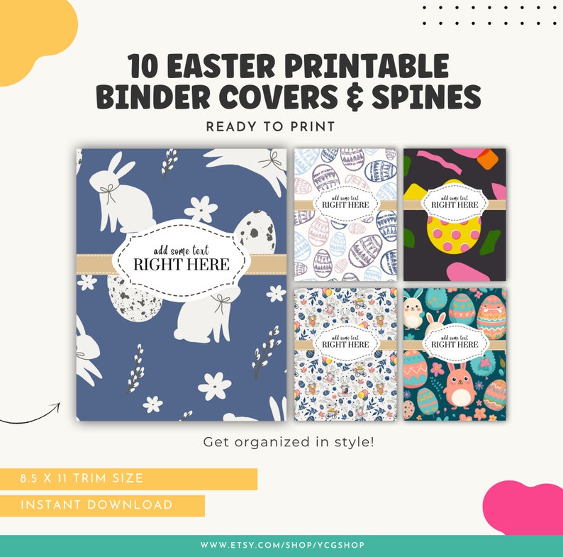 10 Easter Printable Binder Covers & Spines 8.5 X 11 Inches [ready to ...