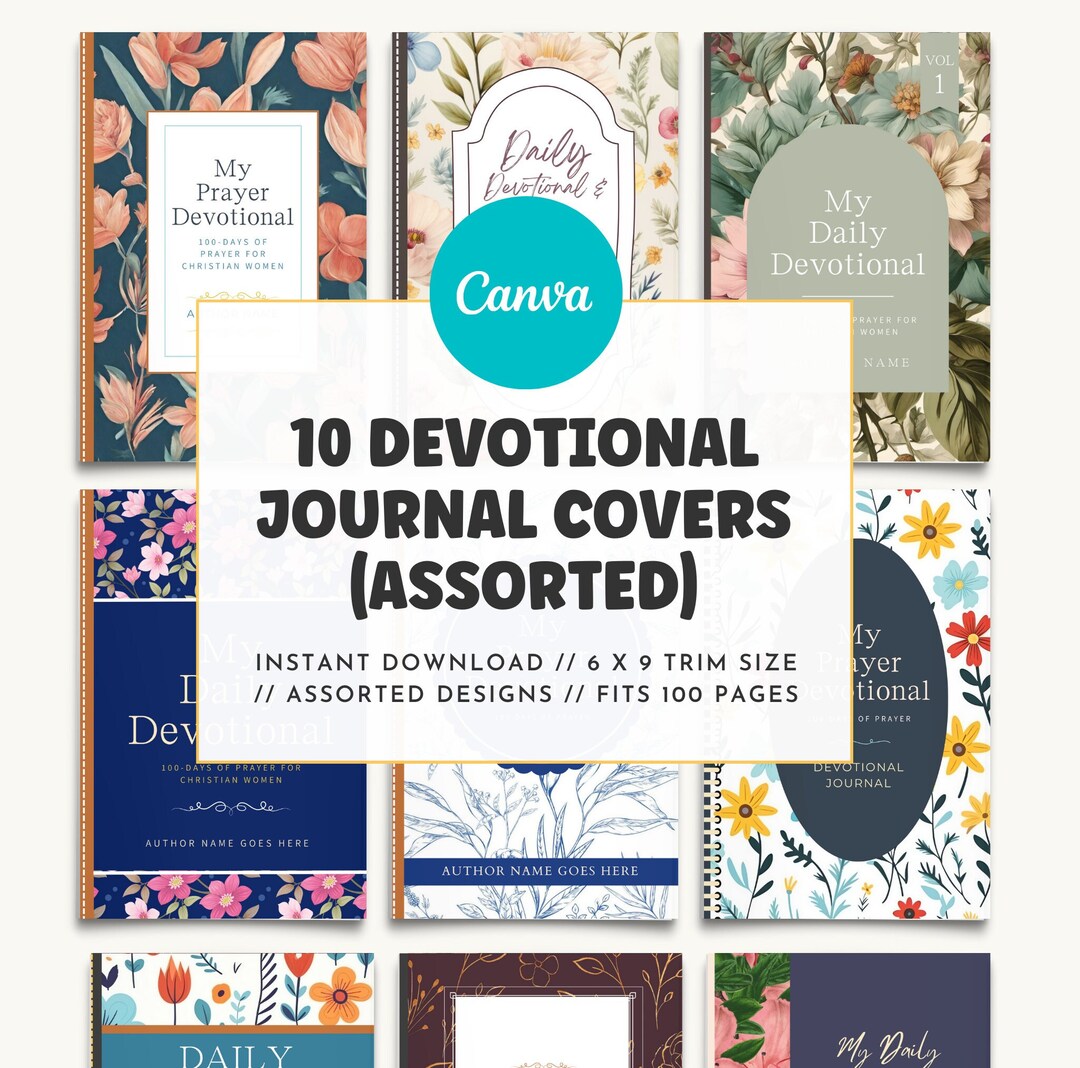 10 KDP Devotional Journal Covers 6X9 (assorted) - Canva KDP Templates ...