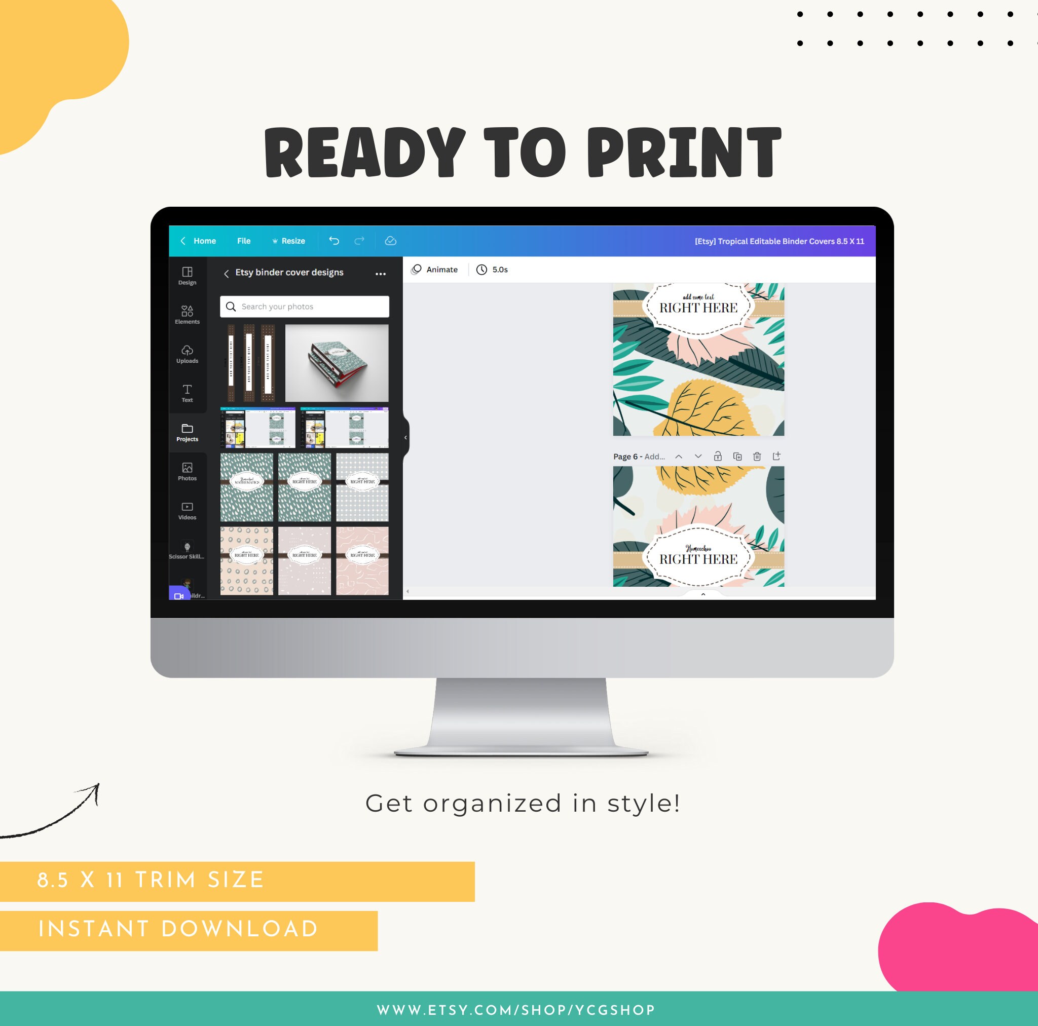 10 Tropical Editable Printable Binder Covers & Spines 8.5 X 11 Inches ...