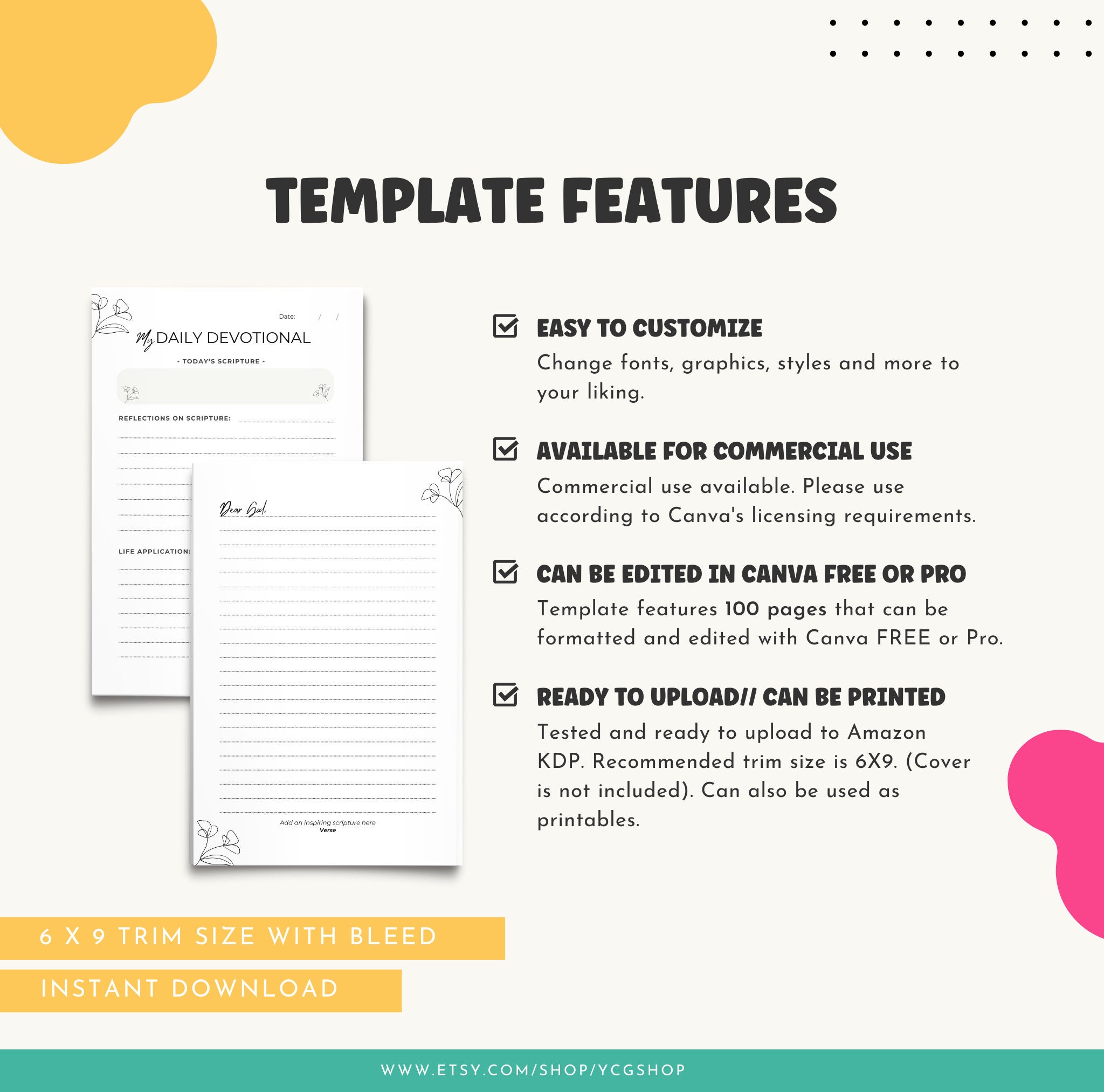 KDP Devotional Journal Interior 6X9 - Canva KDP Templates With ...