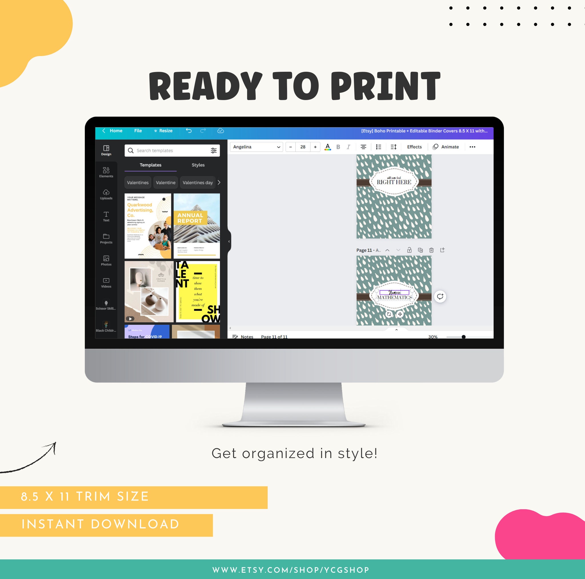 10 BOHO Printable Covers With Spines Editable With Canva for School ...