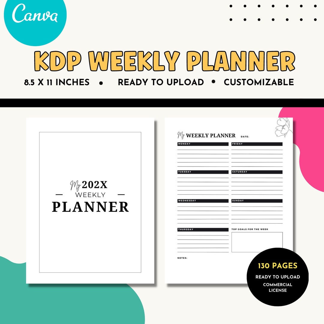 KDP Weekly Planner Canva [8.5 X 11] Printable and Planner Inserts With ...