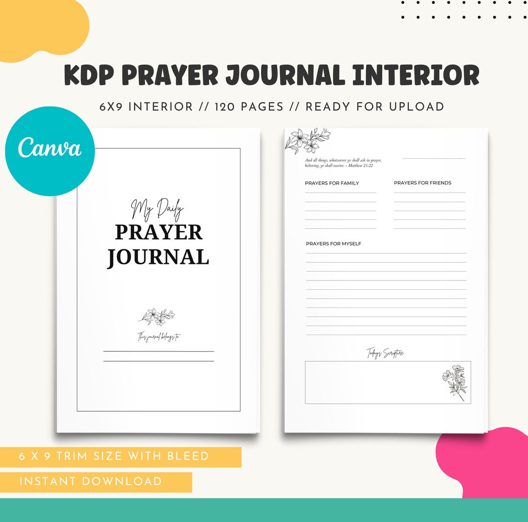 KDP Prayer Journal Interior Template 6x9 (floral), Canva Kdp Template ...