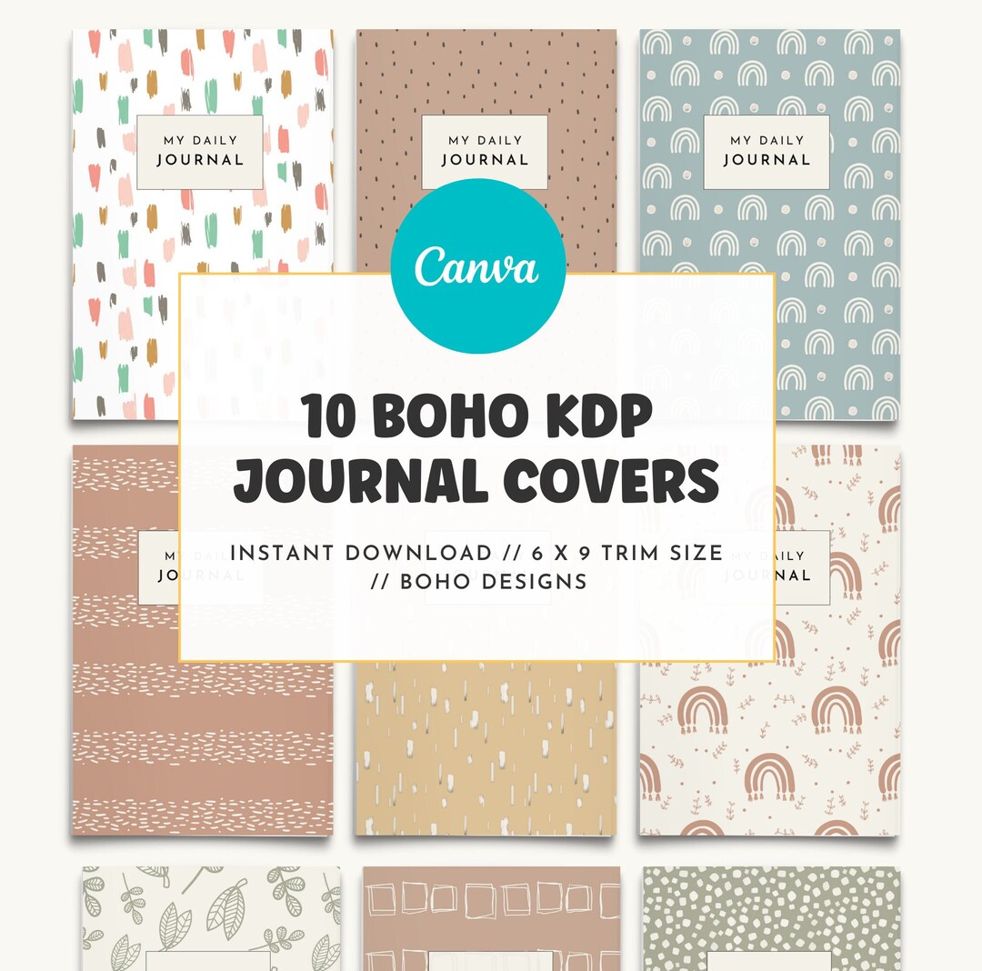 10 BOHO KDP Journal Covers KDP 6 X 9 Inches - Canva Kdp Templates With ...