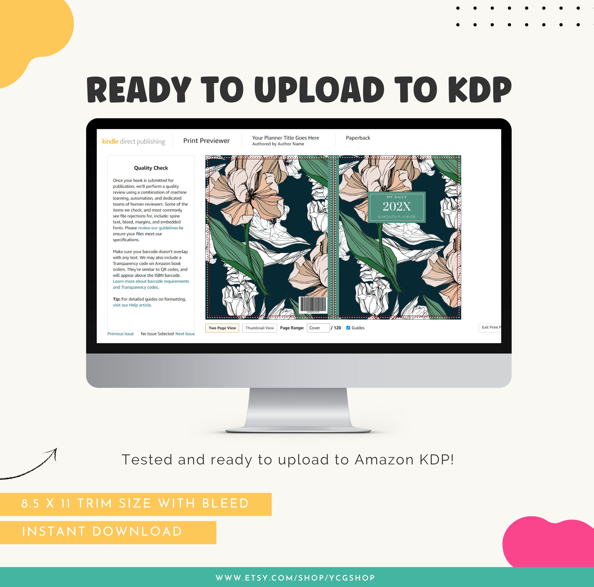 10 KDP Planner Covers floral KDP 8.5 X 11 Inches Canva KDP Templates ...