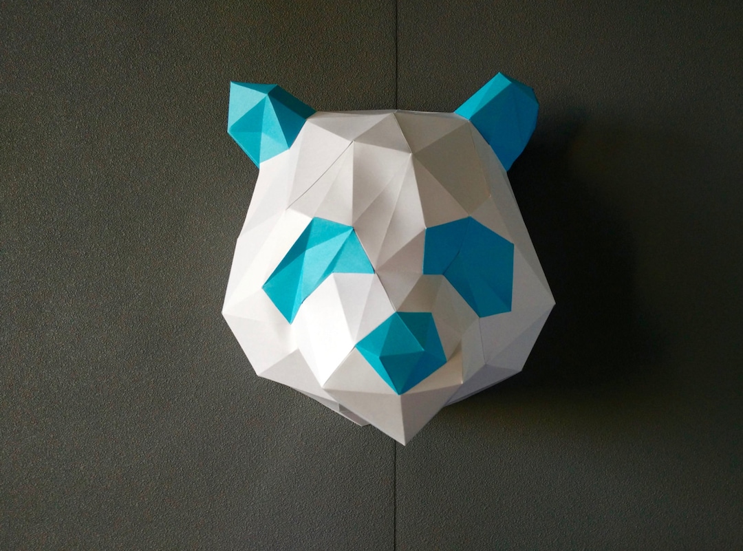 Panda DIY KIT/ Room Decor/ Paper Craft/ Wall Decor/ Paper Animal Head ...