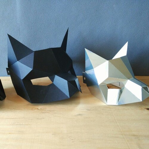 Cat Half Mask Halloween Mask Black Cat Mask DIY Printable - Etsy