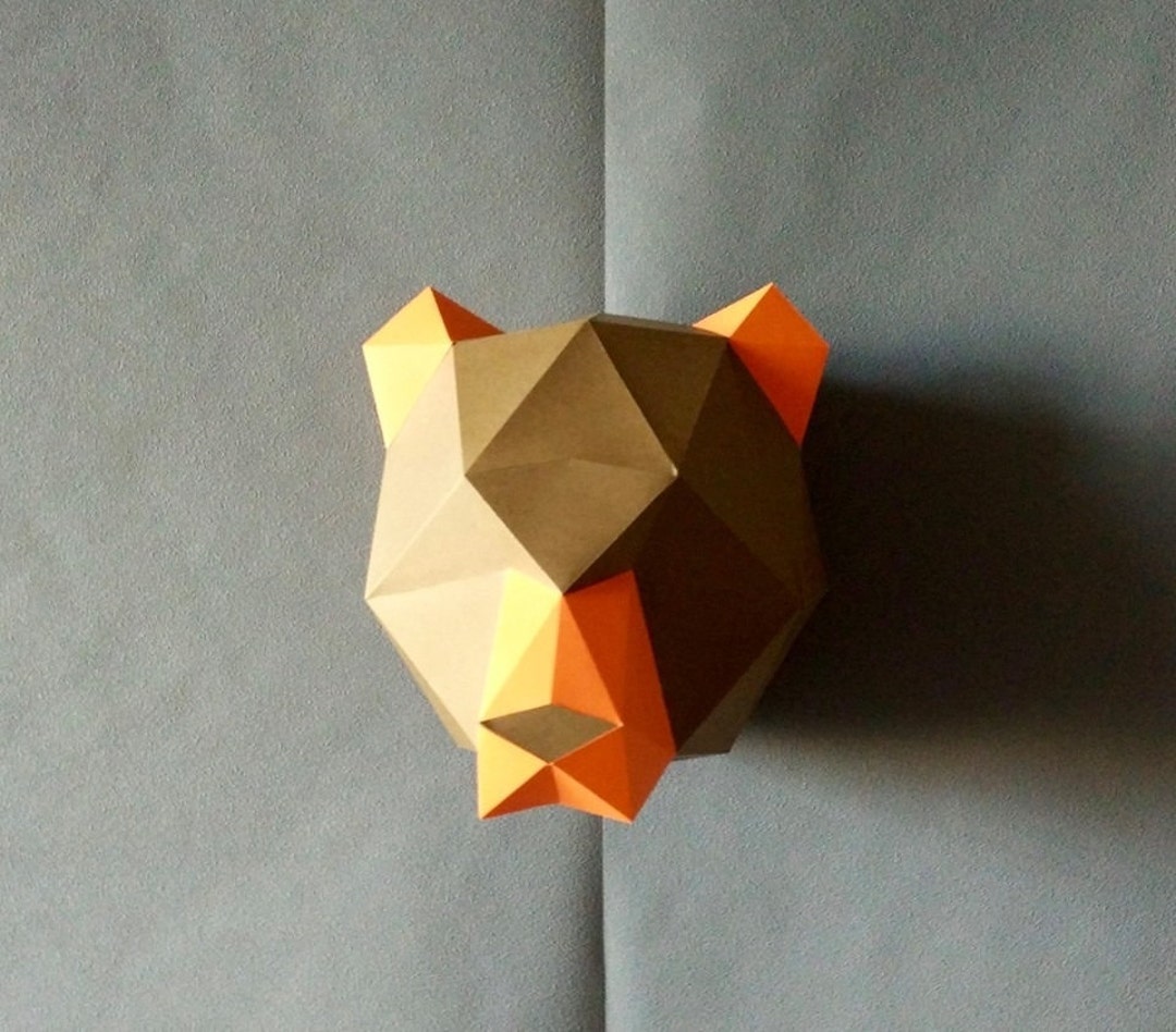 Trophy Brown Bear "do by Yourself"/ Bear DIY KIT/ Room Decor/ Paper ...