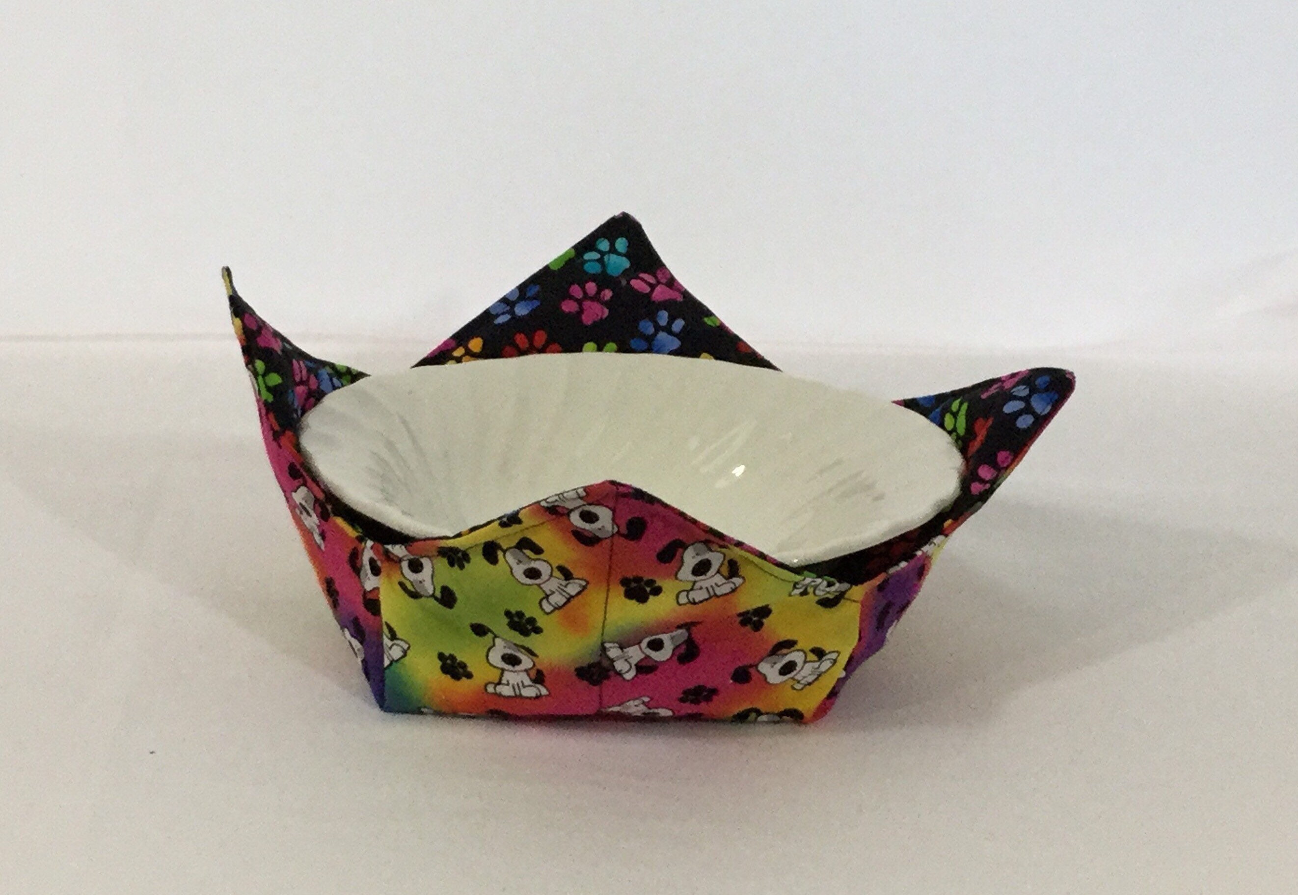Doggie Rainbow Microwave Bowl Cozy | Medium Bowl Microwave Cozy | Soup ...