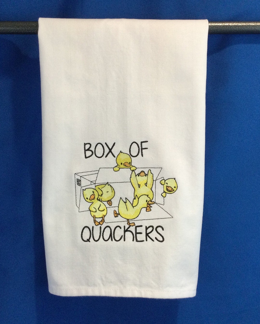 Box of Quackers Chicken Embroidered Kitchen Towel Chicken - Etsy