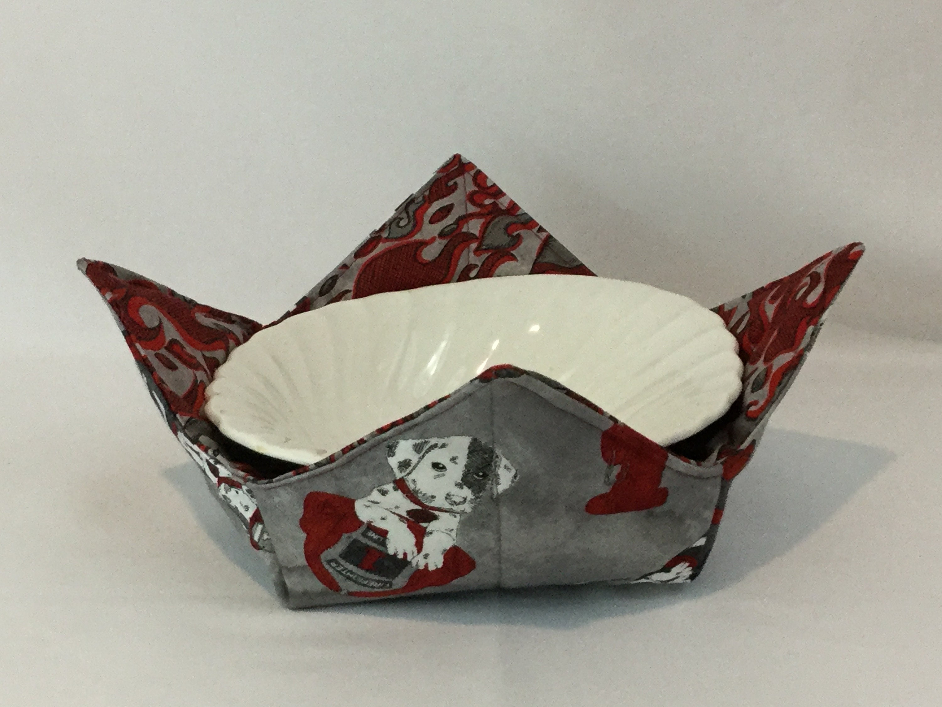 Firefighter Puppy Microwave Bowl Cozy-Medium-6 Bottom Diameter; Fire ...