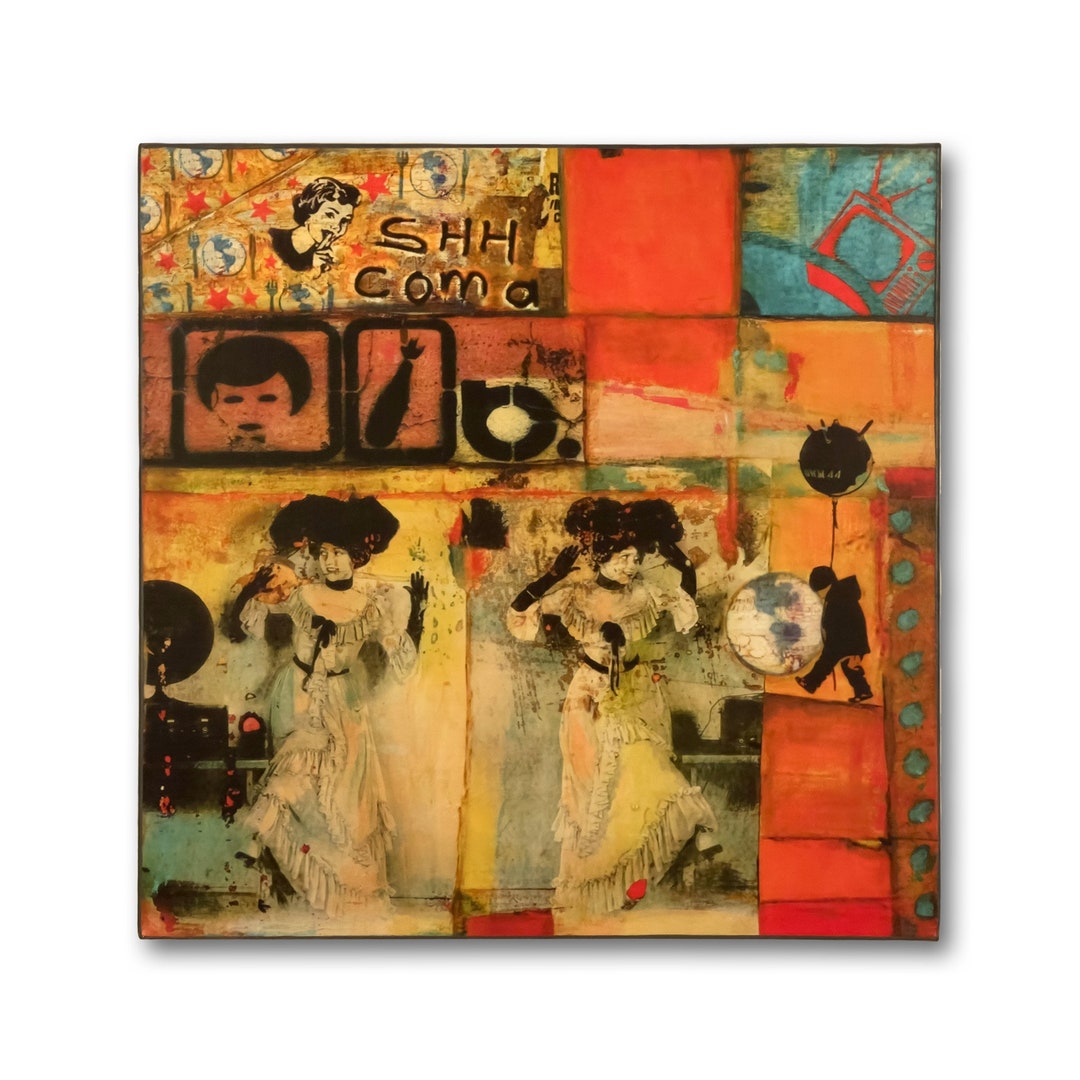 Coma Mixed Media Canvas Art Collage Wall Art Home Decor Graffiti Art on ...