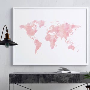 PRINTABLE // Pink World Map Download, Nursery Decor, Baby Girl Nursery ...