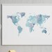 PRINTABLE // Watercolor World Map Poster, Blue World Map Wall Art ...
