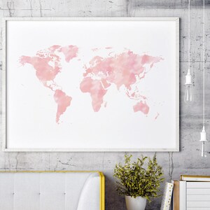 PRINTABLE // Pink World Map Download, Nursery Decor, Baby Girl Nursery ...