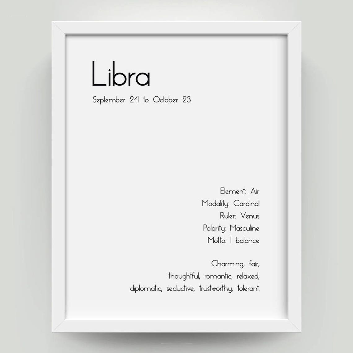 PRINTABLE // Libra Gift Libra Zodiac Sign Libra Poster | Etsy
