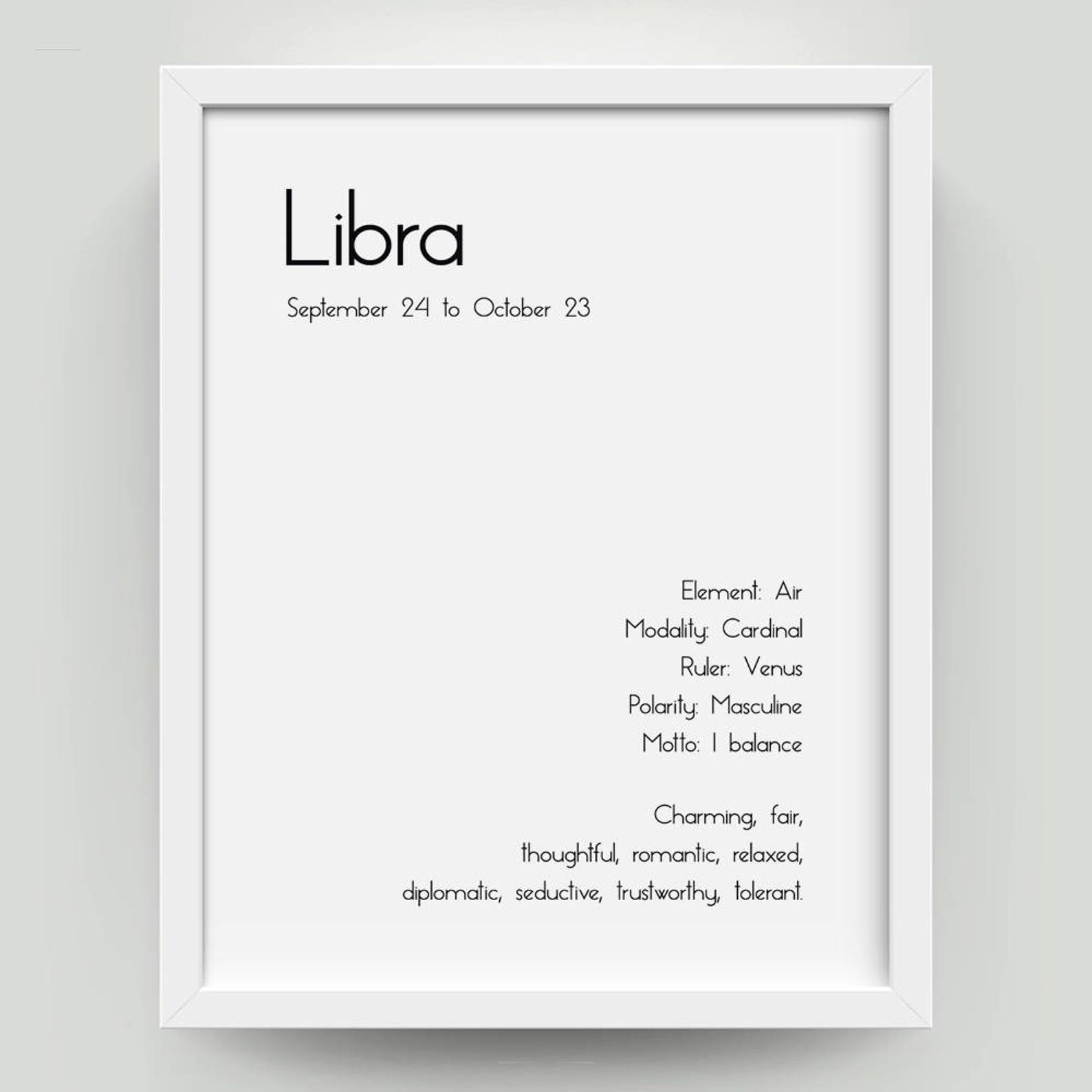 PRINTABLE // Libra Gift Libra Zodiac Sign Libra Poster | Etsy