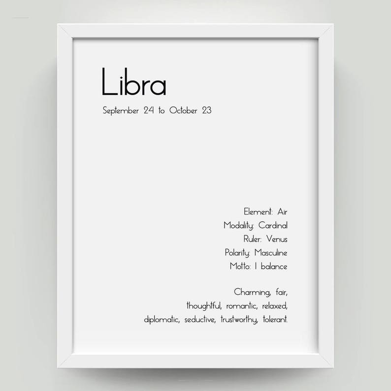 PRINTABLE // Libra Gift Libra Zodiac Sign Libra Poster | Etsy
