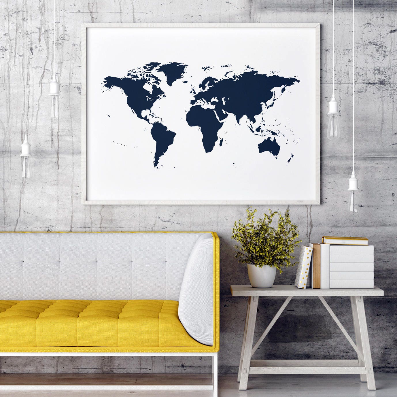 PRINTABLE // Navy Blue World Map Navy Blue Navy World Map - Etsy